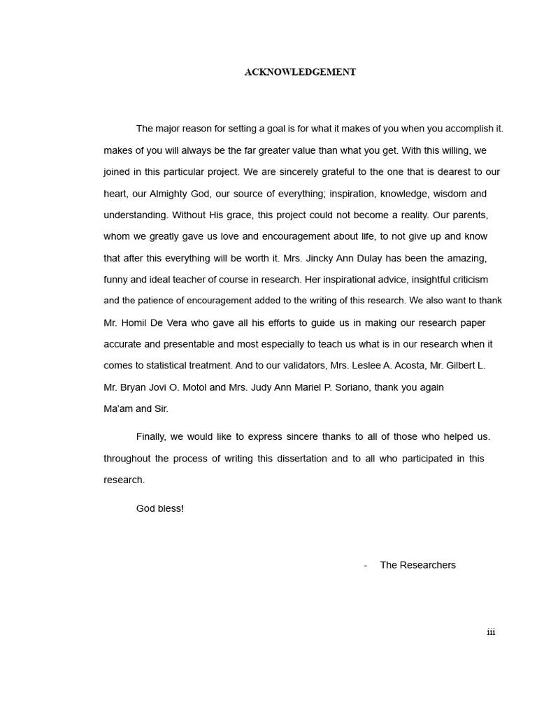 Acknowledgement Final With Page | PDF | Sampling (Statistics) | Methodology