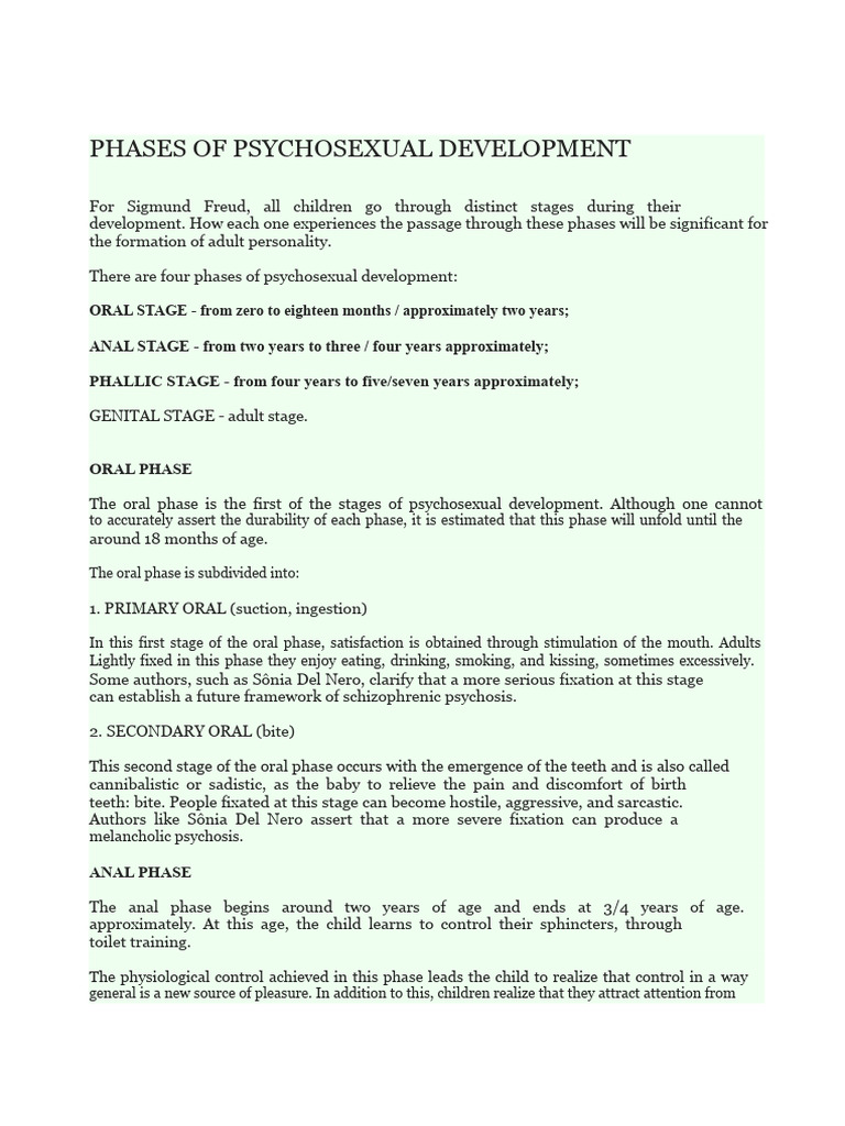 Stages of Psychosexual Development | PDF | Oedipus Complex ...