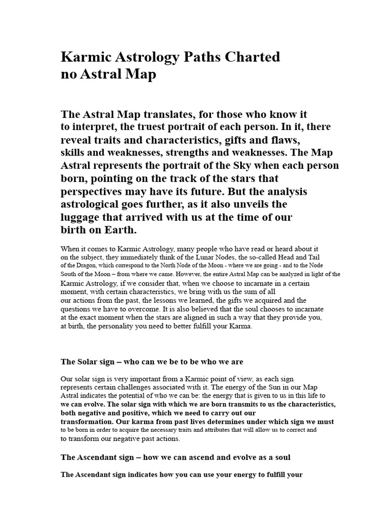 Karmic Astrology Paths drawn in the Astral Chart | PDF | Planets In ...