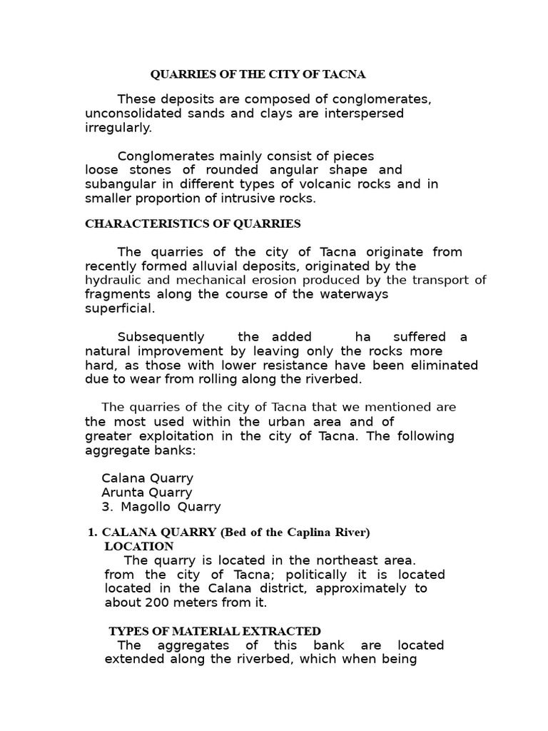 Quarries of The City of Tacna | PDF | Sand | Gravel