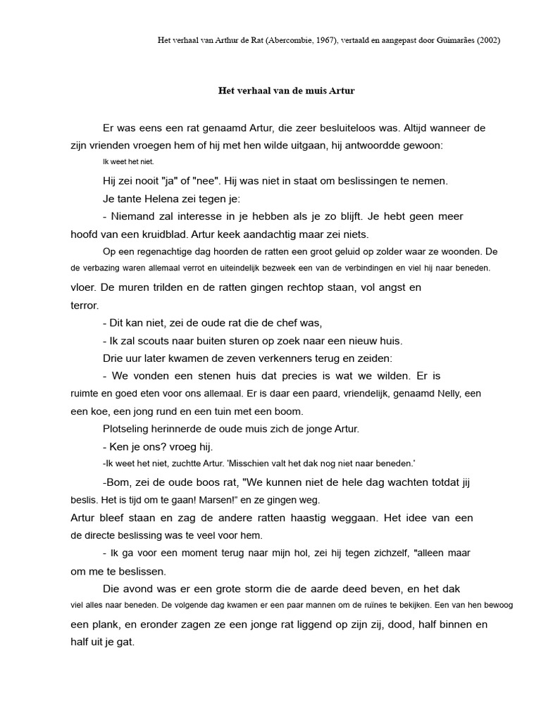 Het Verhaal Van Muis Artur | PDF