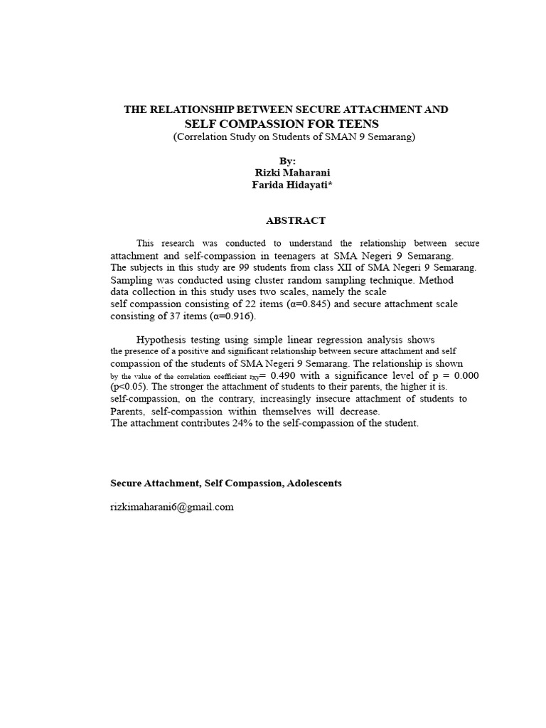 Journal of The Relationship Between Secure Attachment and Self ...