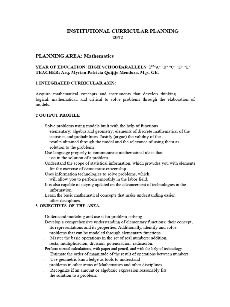 High School Mathematics Curriculum Guide | PDF | Quadratic Equation ...