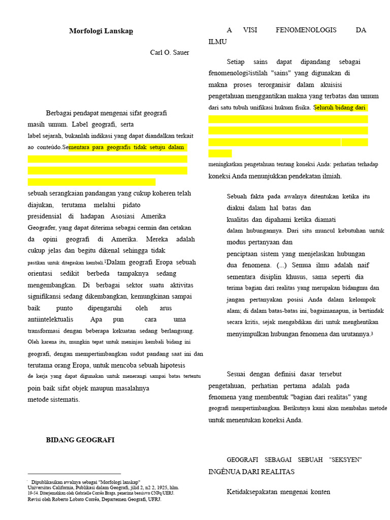 Morfologi Lanskap - Carl Sauer (1925) | PDF