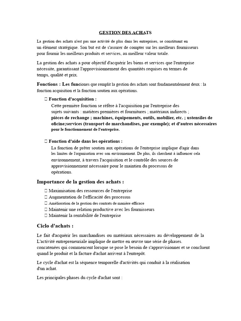 Stratégies de Gestion des Achats Efficaces | PDF | Facture | Business