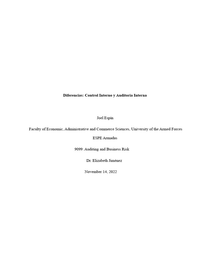Difference Between Internal Audit and Internal Control | PDF | Internal Audit | Internal Control