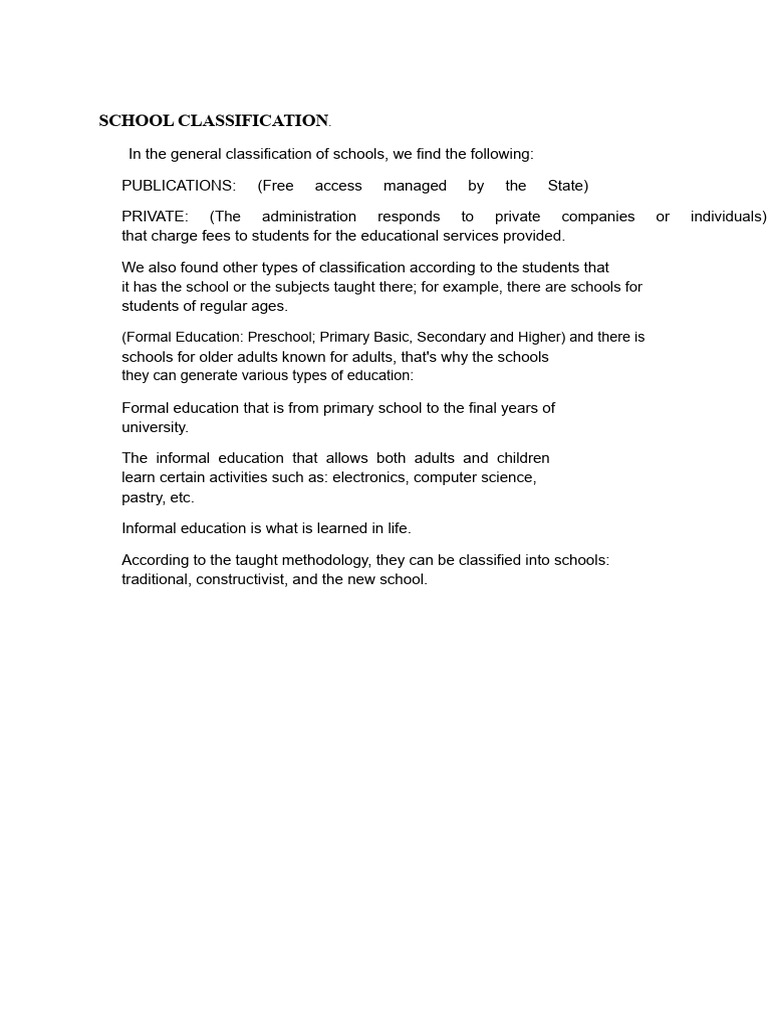 Understanding School Classification | PDF | Teachers | Schools