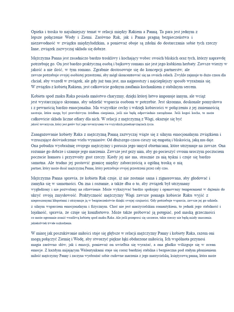 Mężczyzna Panna I Kobieta Rak | PDF