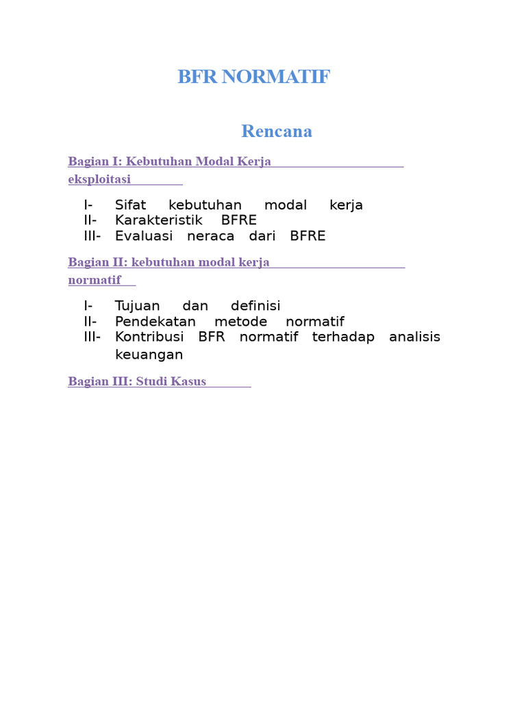 Arti dan Kebutuhan BFR Normatif | PDF