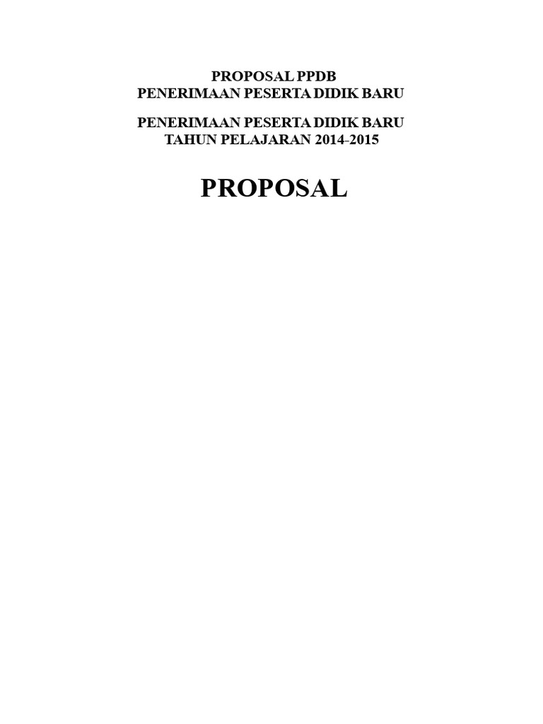 Contoh Proposal Pendaftaran Peserta Didik Baru (PPDB) | PDF