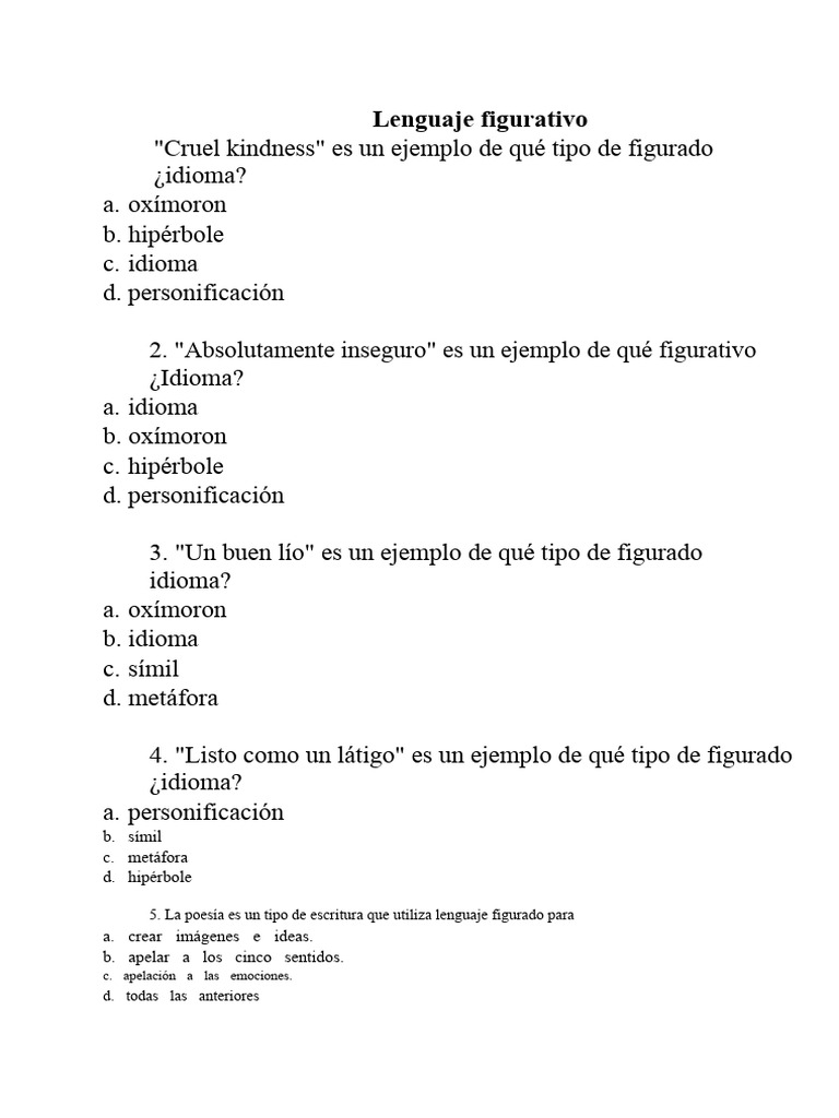 Ejemplos de Lenguaje Figurativo en Poesía | PDF | Poesía | Metáfora