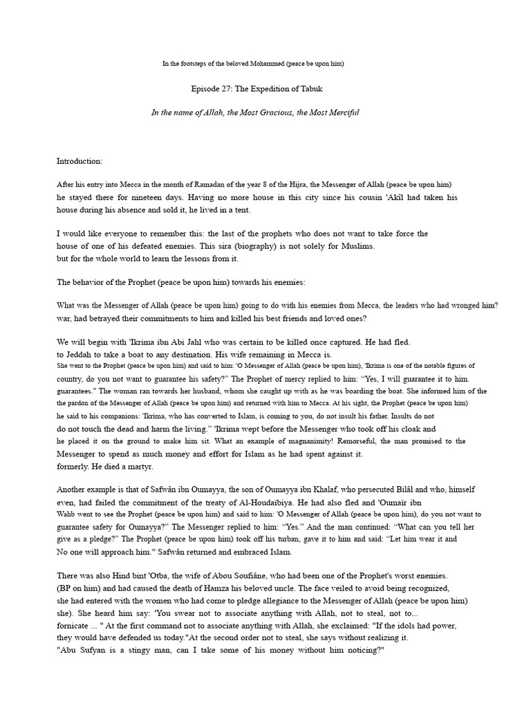 Episode 27 The Expedition of Tabuk | PDF | Muhammad | Prophets And ...