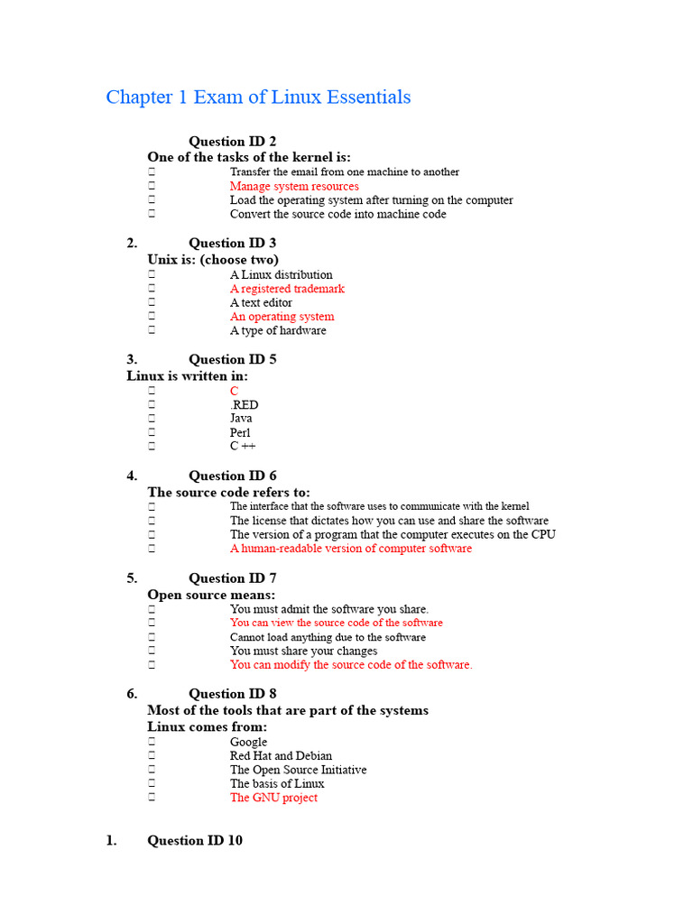 Linux Essentials Chapter 1 Exam | PDF | Linux | Linux Distribution