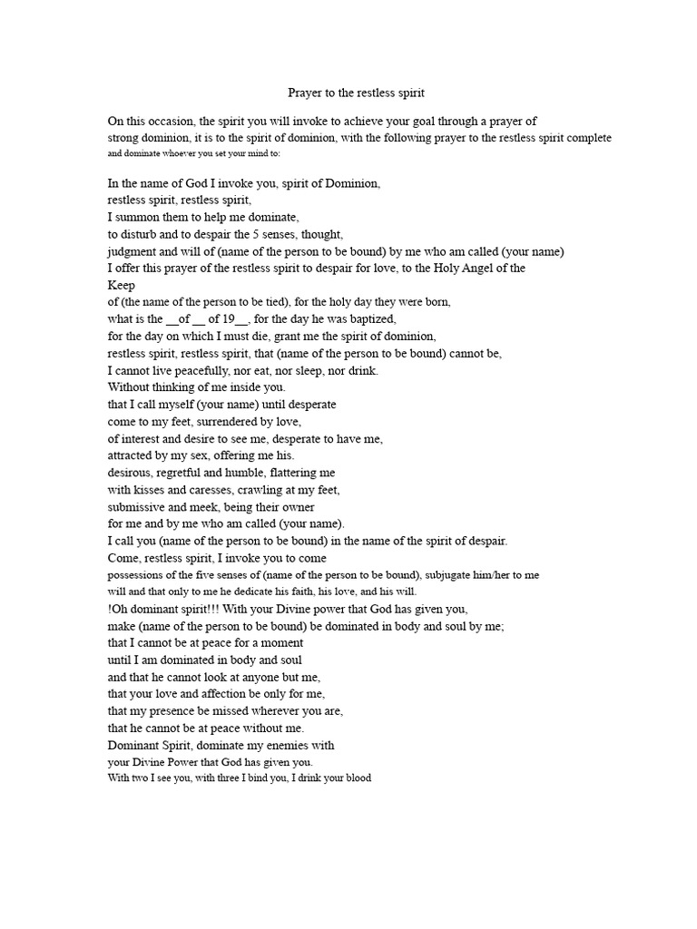 Unsettled spirit prayer | PDF | Prayer | Love