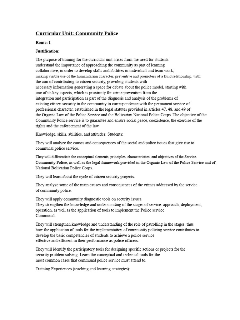 Community Police Training Curriculum Guide | PDF | Police | Evaluation