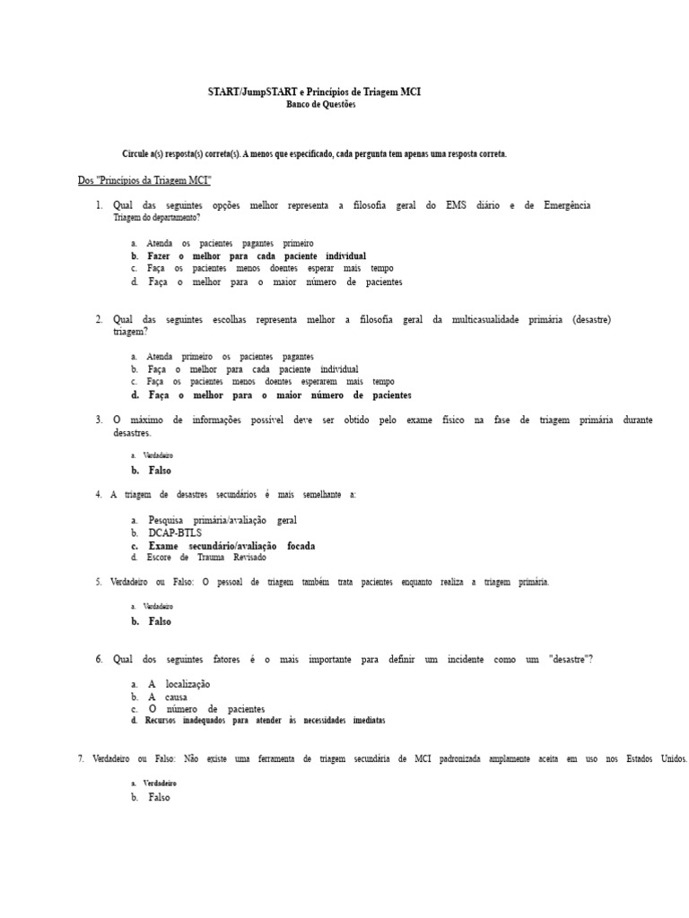 Banco de Questões de Triagem | PDF