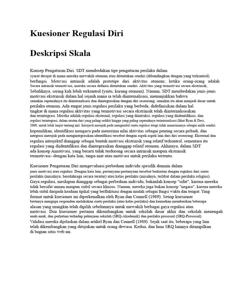 Kuesioner Pengaturan Diri | PDF