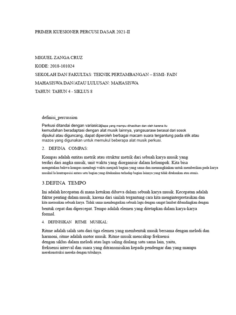 Definisi dan Jenis Alat Musik Perkusi | PDF