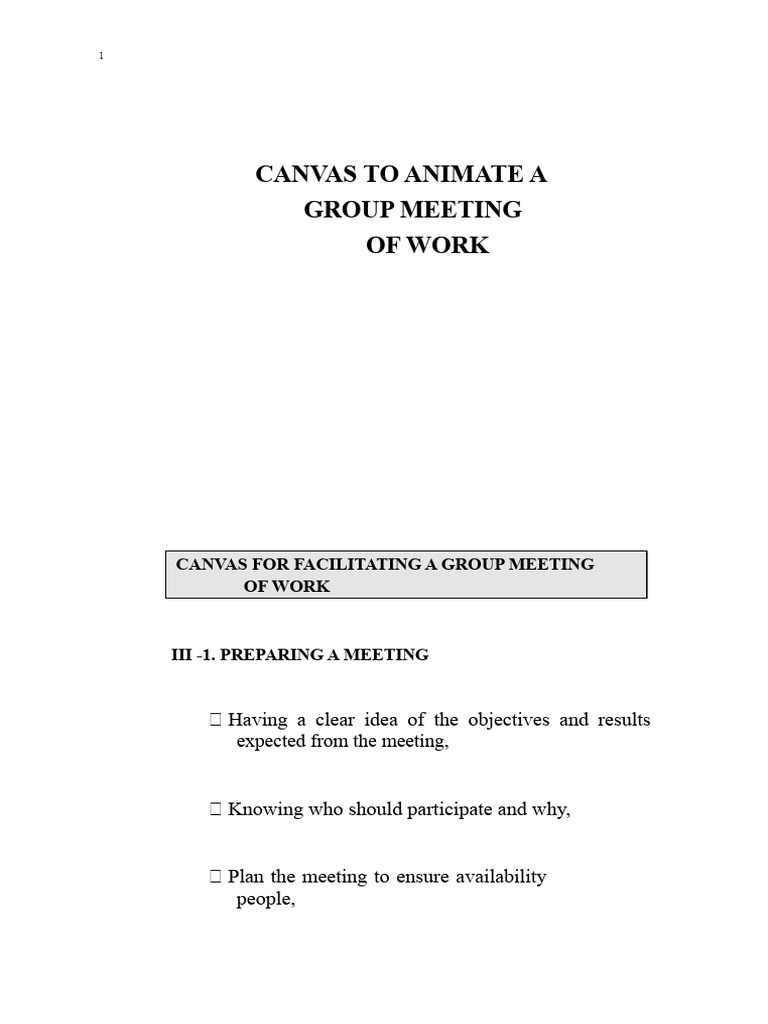 Canvas For Conducting A Meeting | PDF | Value (Ethics) | Communication