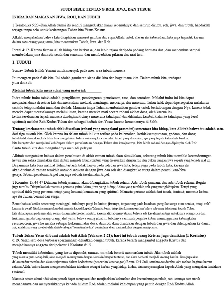 Roh Jiwa Dan Tubuh | PDF