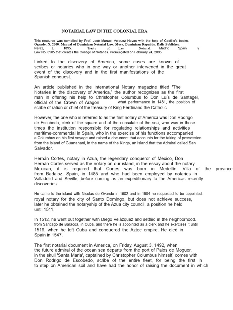 Colonial Notarial Law in America | PDF | Hernán Cortés | Notary Public