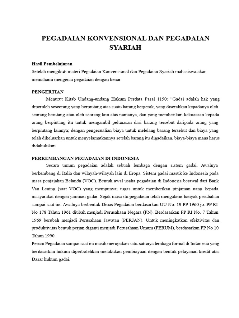 Pegadaian Konvensional Dan Pegadaian Syariah | PDF