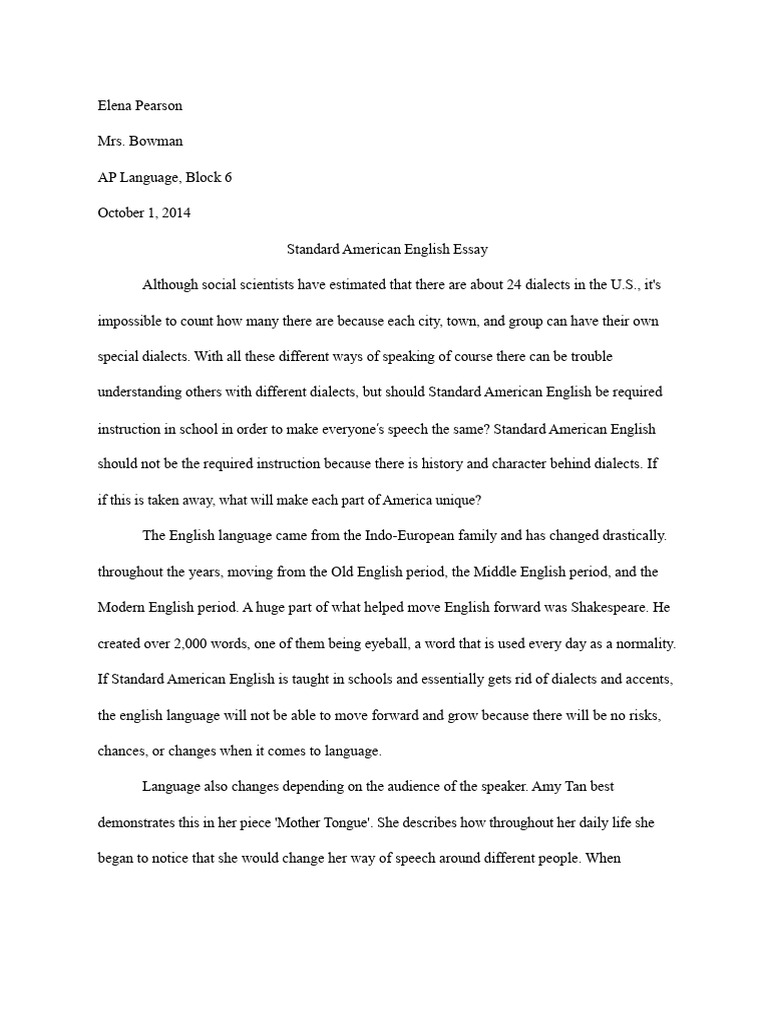 Standard American English Essay | PDF | English Language | Accent ...