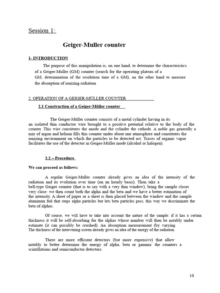 Geiger-Muller Counter Experiment Guide | PDF | Physical Sciences ...