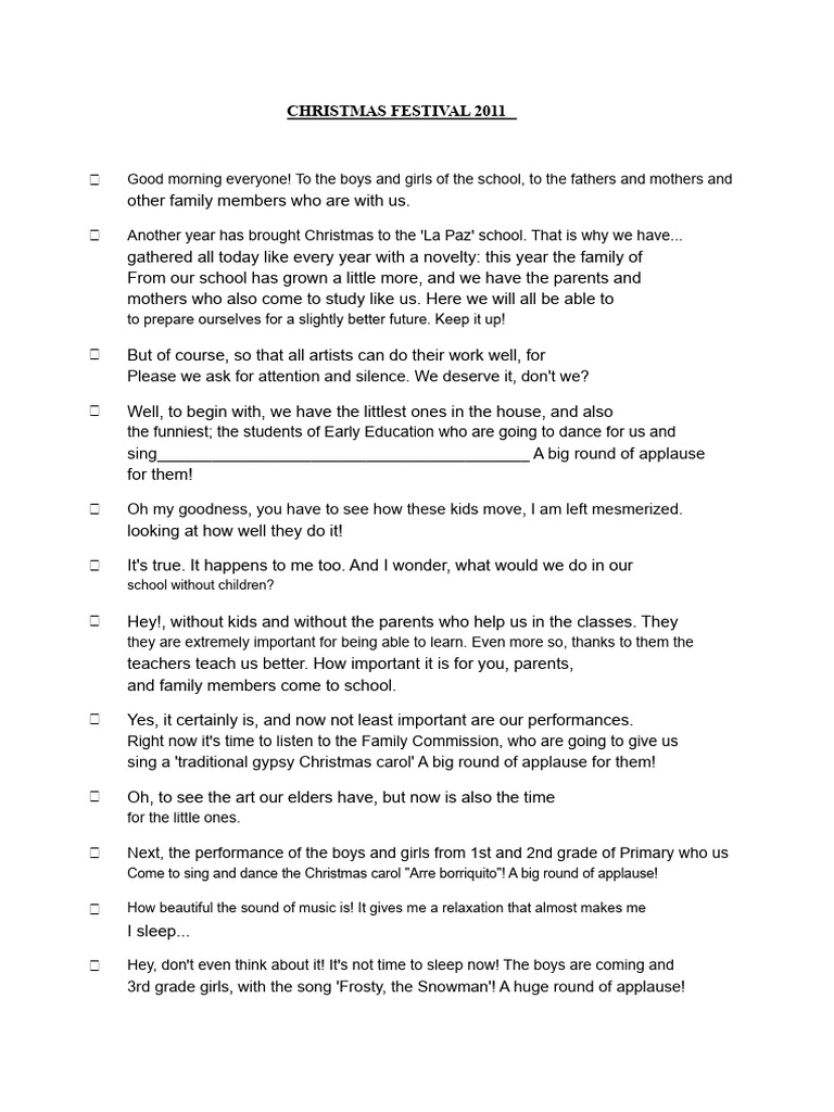 Christmas Festival Script 2011 | PDF | Christmas