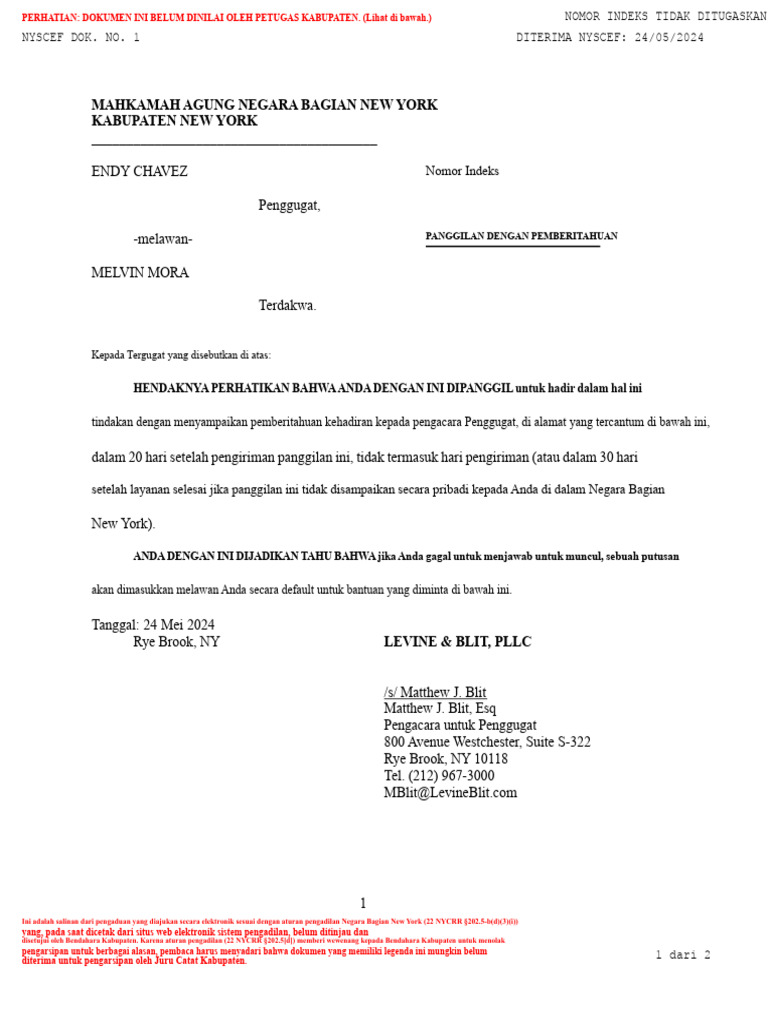 Mantan Met Endy Chavez Menggugat MLBer Melvin Mora Dalam Penipuan Investasi Senilai $1,2 Juta | PDF