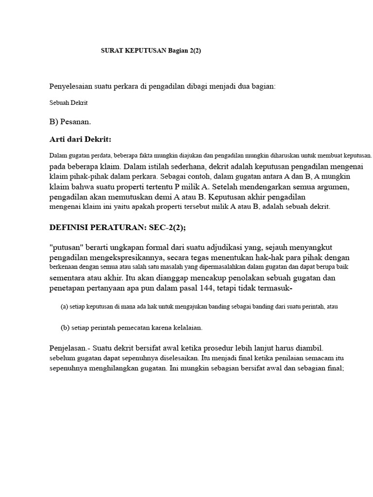 Definisi dan Jenis Dekrit Pengadilan | PDF