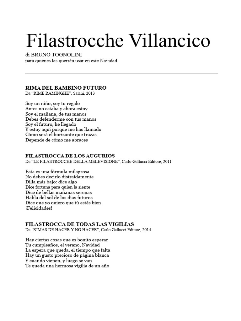 Filastrocche Navideñas de Bruno Tognolini | PDF