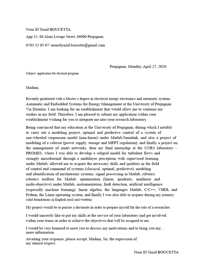 Motivation Letter 2020 CNAM | PDF