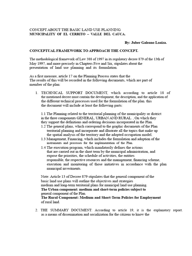 Pbot - Territorial Planning Plan - El Cerrito - Valley | PDF