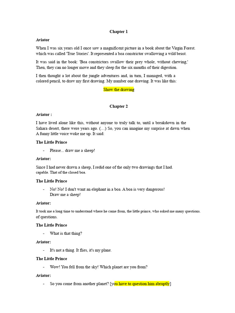 The Little Prince script version 1 | PDF | The Little Prince