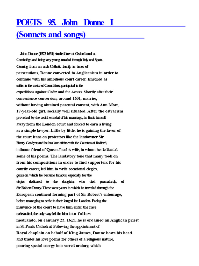 John Donne - Songs and Sonnets | PDF