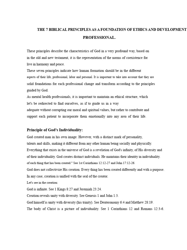 7 Biblical Principles for Ethical Development | PDF | God | Logos ...