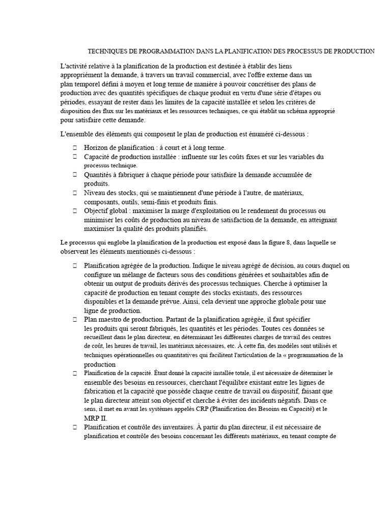 Planification de la production efficace | PDF | Planification ...