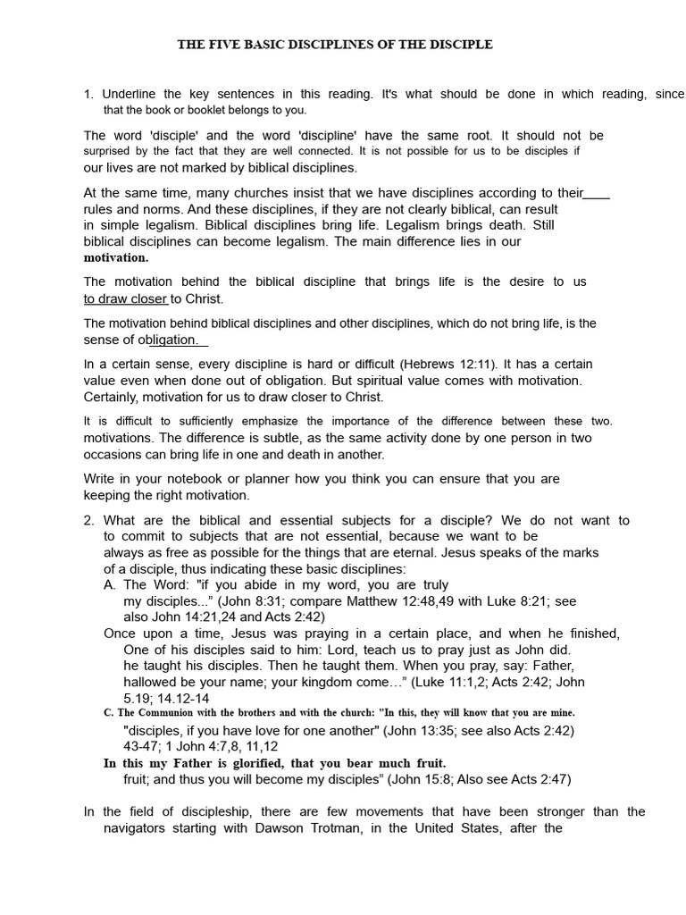 The Five Basic Disciplines of The Disciple | PDF | Eucharist | Christian Belief And Doctrine