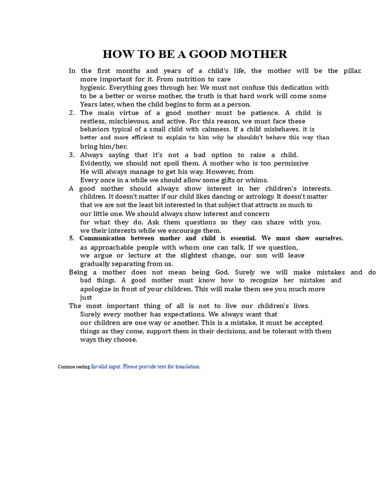How To Be A Good Mother | PDF