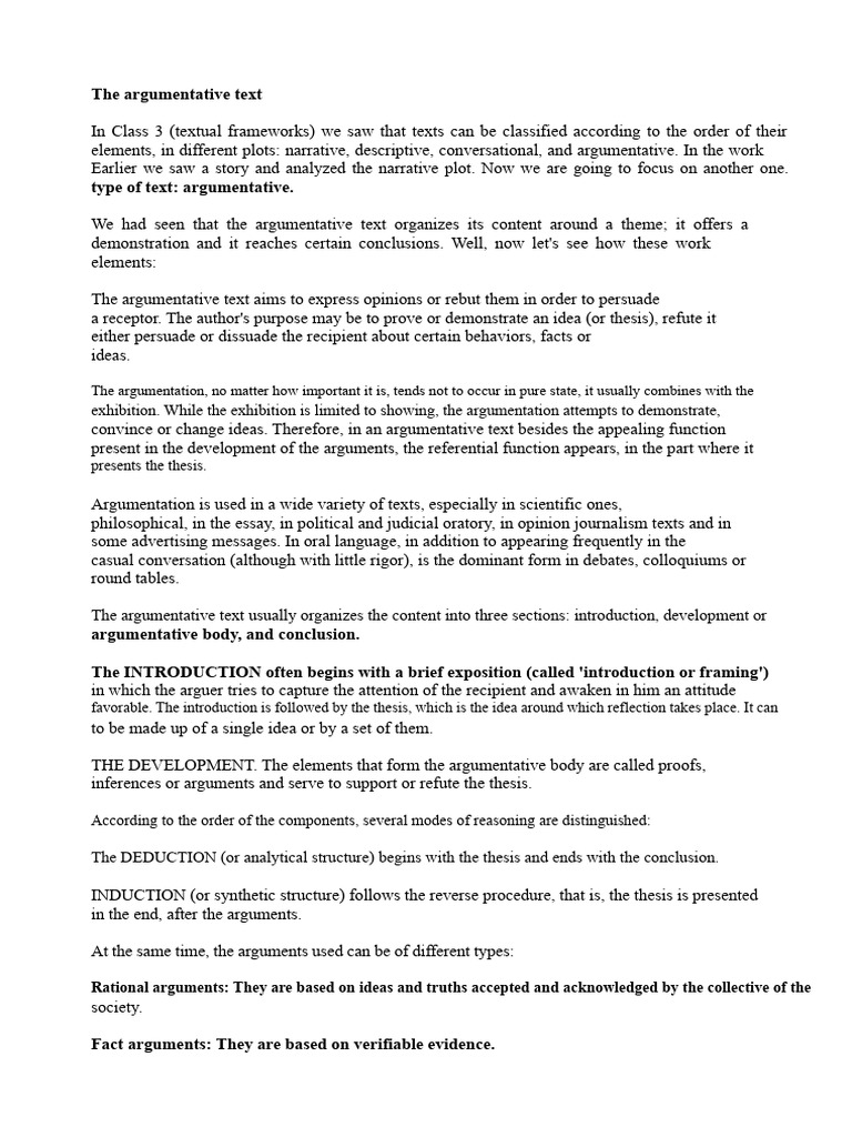 Class 4 - Argumentative Text | PDF | Argument | Don Quixote