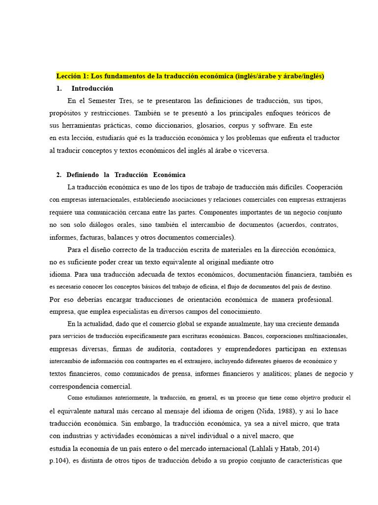 Fundamentos de la Traducción Económica | PDF | Traducciones | Comercio