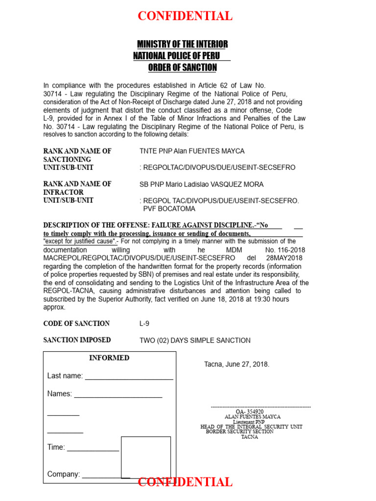 Sanction Order Law 30714 Model | PDF | Public Law | Government