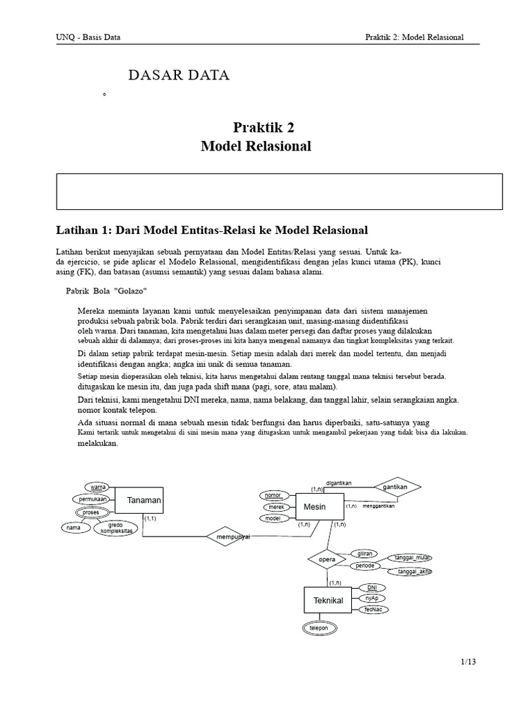 Model Relasional untuk Basis Data UNQ | PDF