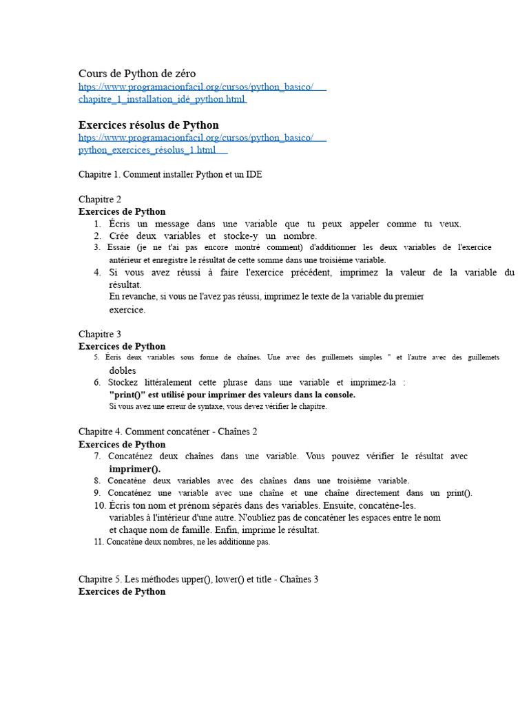 Cours de Python Depuis Zéro | PDF | Python (Langage de programmation) | Multiplication