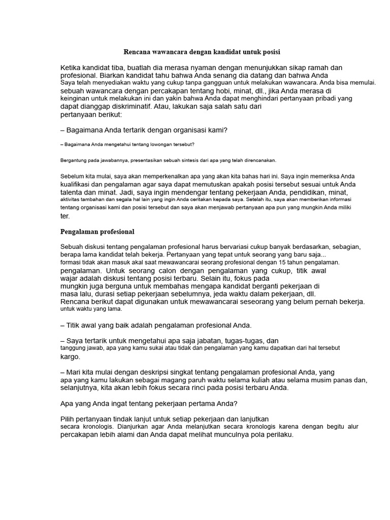 Panduan Wawancara Kandidat Efektif | PDF