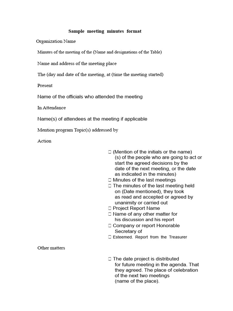 Meeting Minutes Template Example | PDF