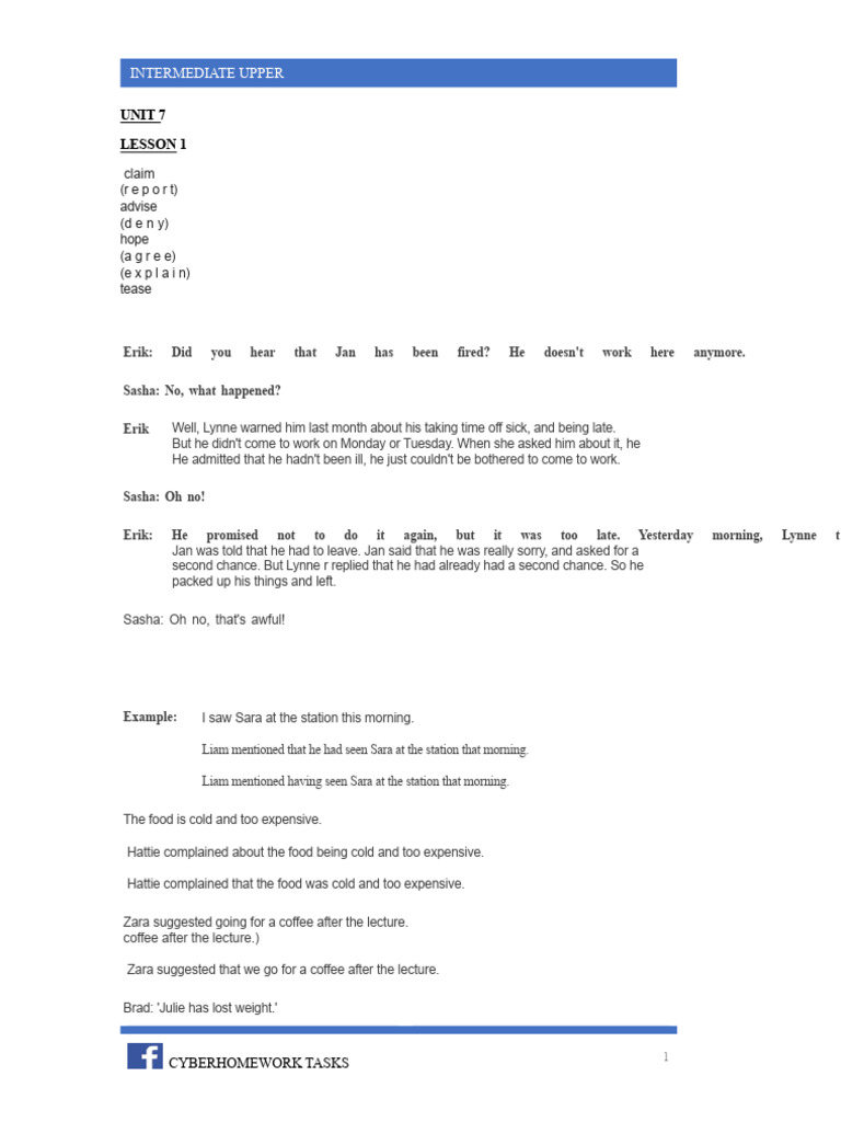 Unit 7 8 Jetstream Upper Intermediate Cyber Homework | PDF | Identity Document