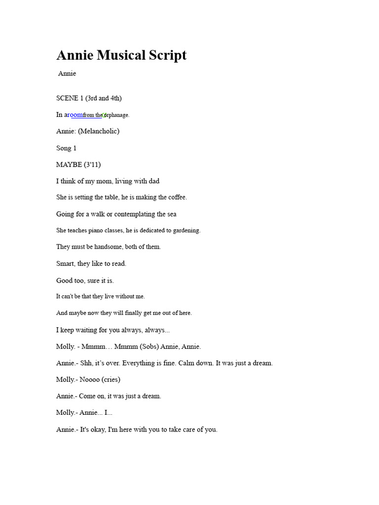 Annie Musical Script MEXICO | PDF | Annie (Musical)