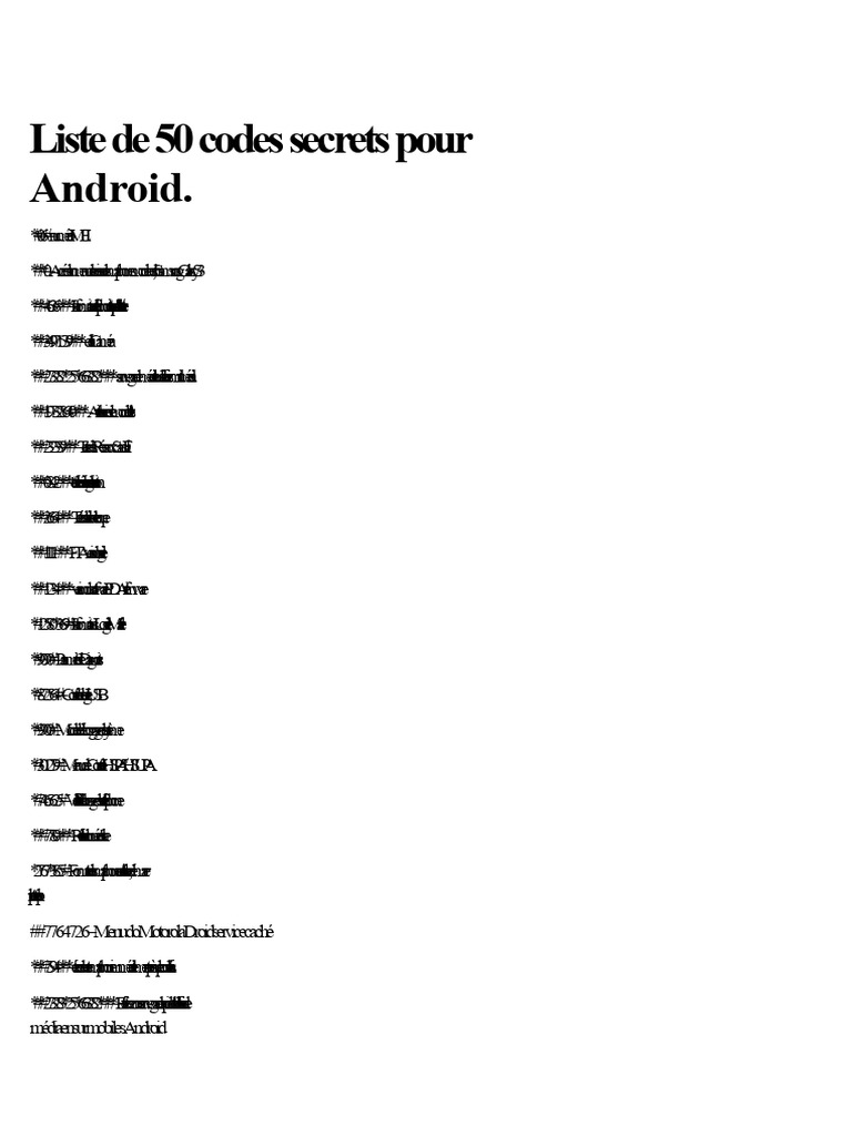 50 Codes Secrets pour Smartphones Android | PDF | Android (Système d ...